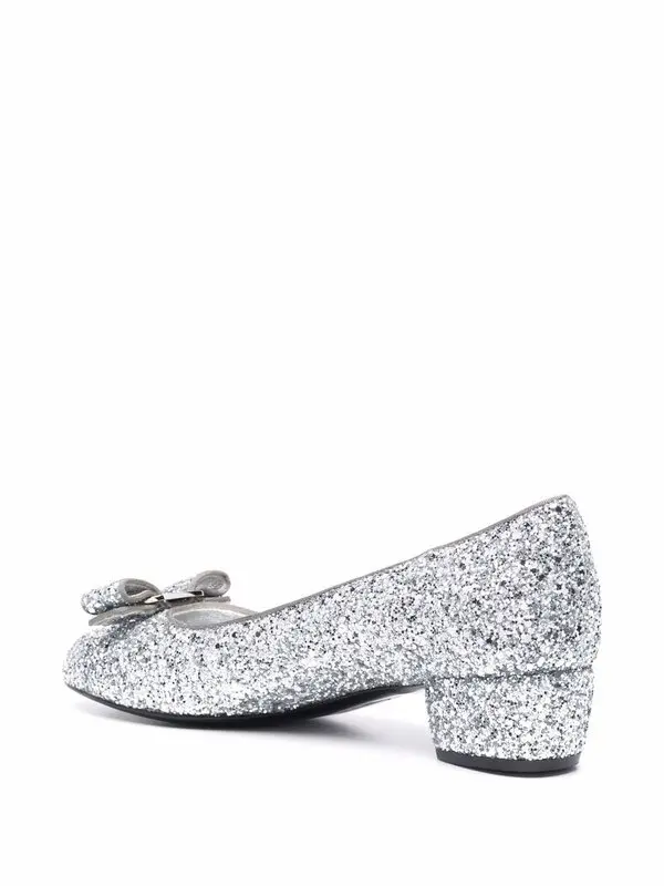 FERRAGAMO Glitter-detail Pumps - Silver