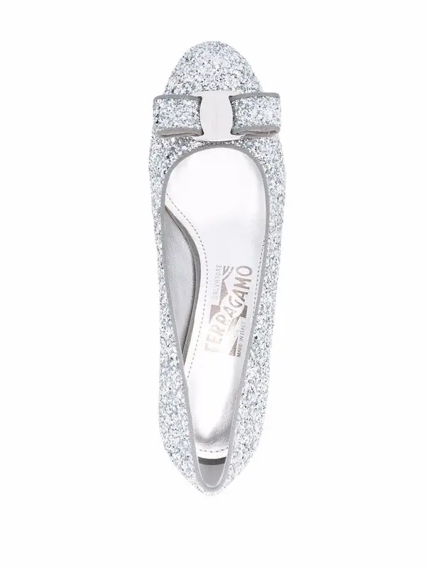 FERRAGAMO Glitter-detail Pumps - Silver