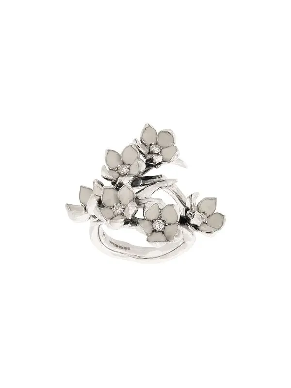 SHAUN LEANE Cherry Blossom Diamond Ring - Silver