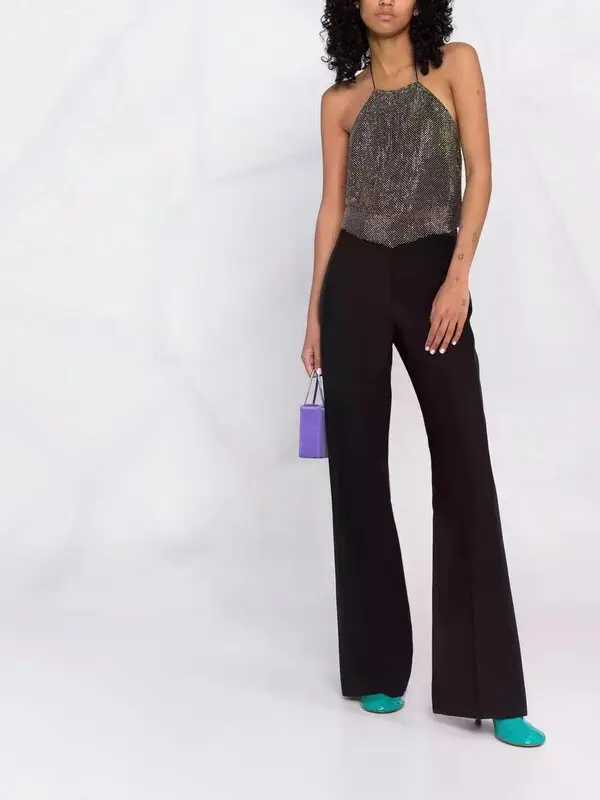 MANURI Metallic Halterneck Blouse - Grey
