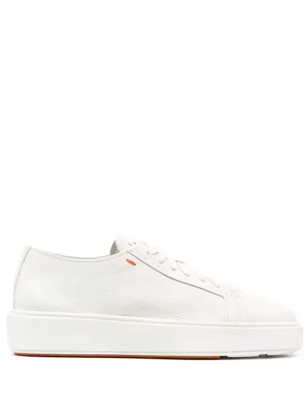 Santoni Lace-up Leather Sneakers - White
