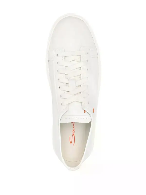 Santoni Lace-up Leather Sneakers - White