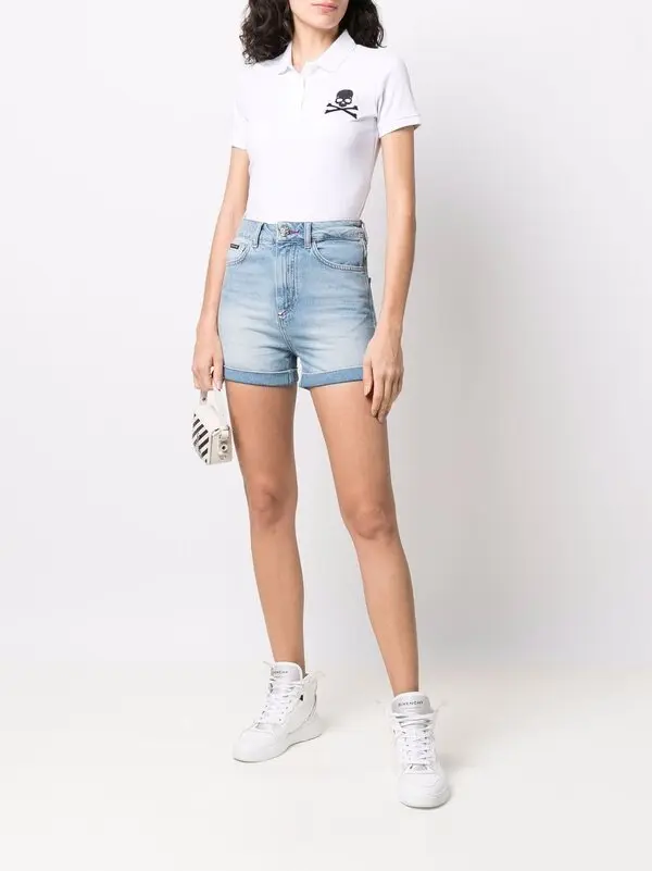 Philipp Plein Skull-patch Polo Shirt - White