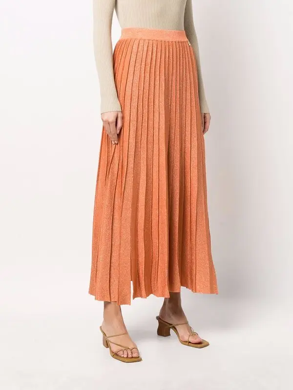 Patrizia Pepe Glitter Pleated Midi Skirt