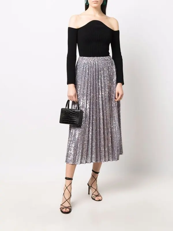 Patrizia Pepe Sequined Pleated Skirt
