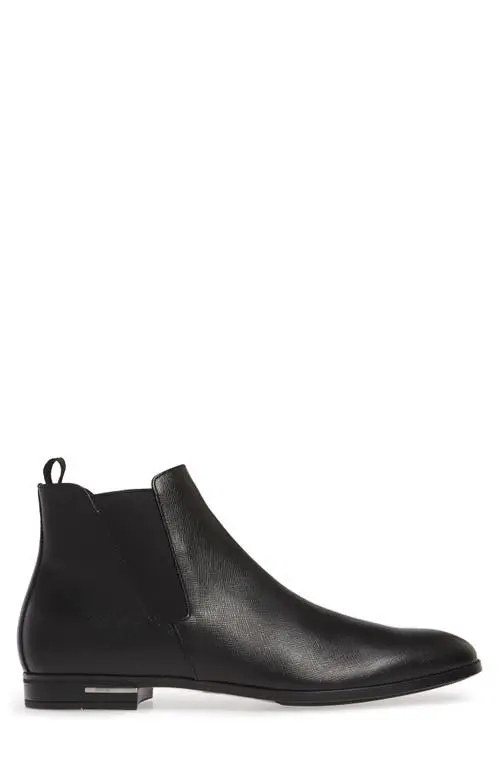 Prada Saffiano Leather Chelsea Boots
