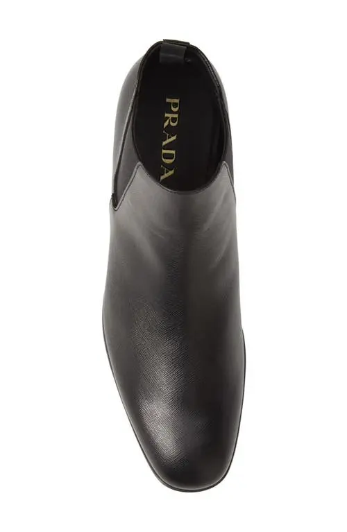 Prada Saffiano Leather Chelsea Boots