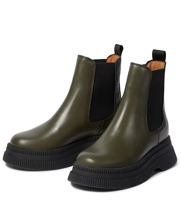 GANNI Leather Chelsea Boots