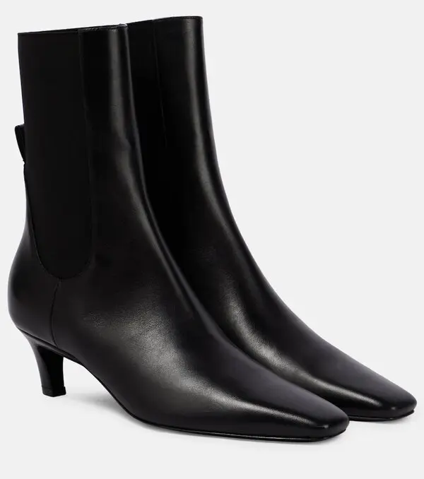 TOTEME Leather Ankle Boots - Black