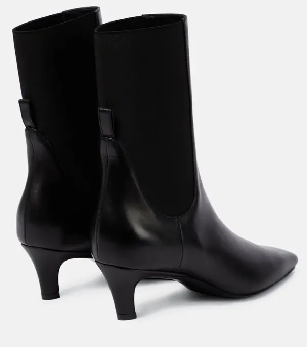 TOTEME Leather Ankle Boots - Black