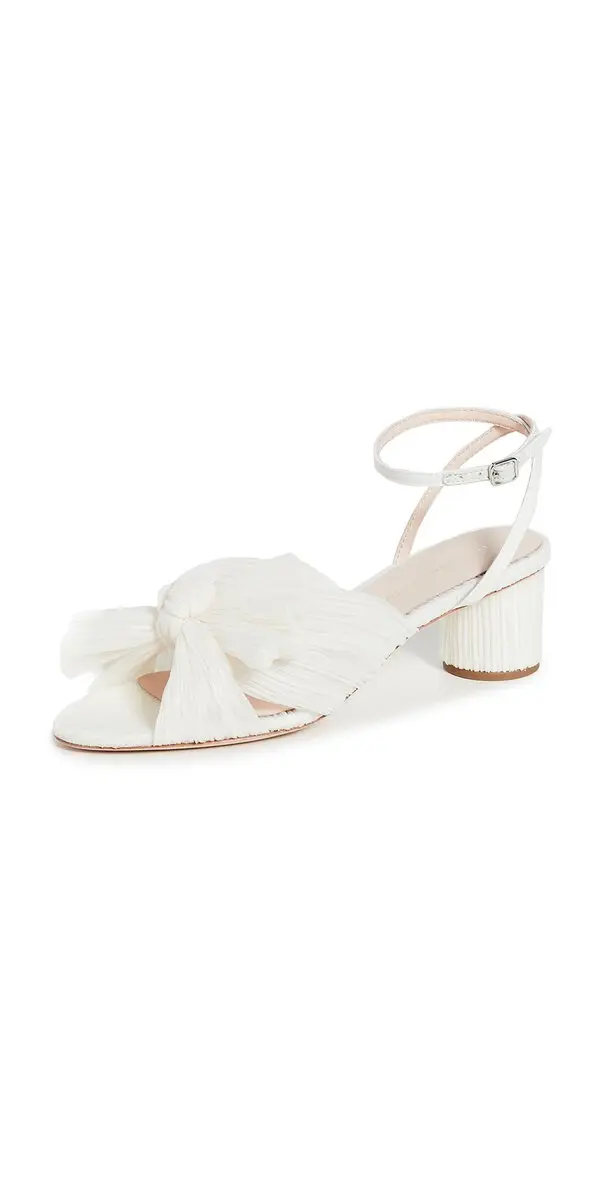 LOEFFLER RANDALL Dahlia Pleated Bow Heels - Pearl