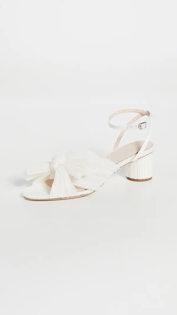 LOEFFLER RANDALL Dahlia Pleated Bow Heels - Pearl