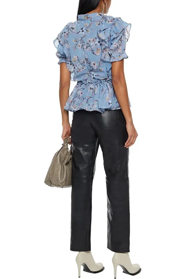 Walter Baker Pleated Leather Straight-leg Pants