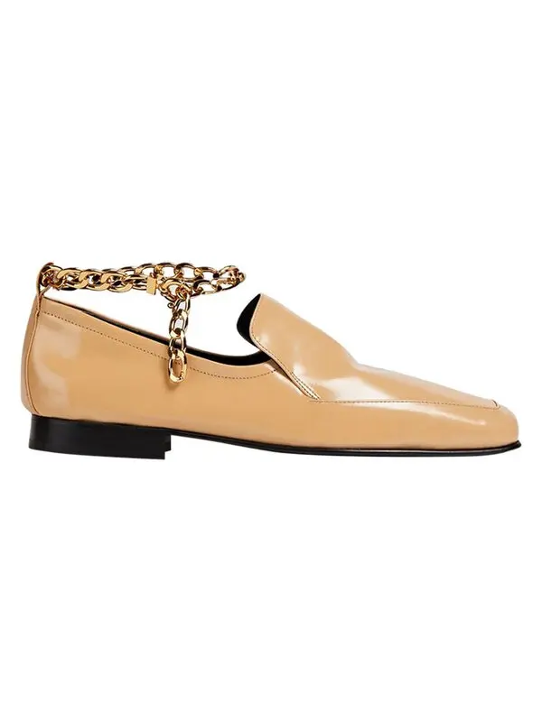 By Far Nick Chain-trimmed Glossed-leather Loafers