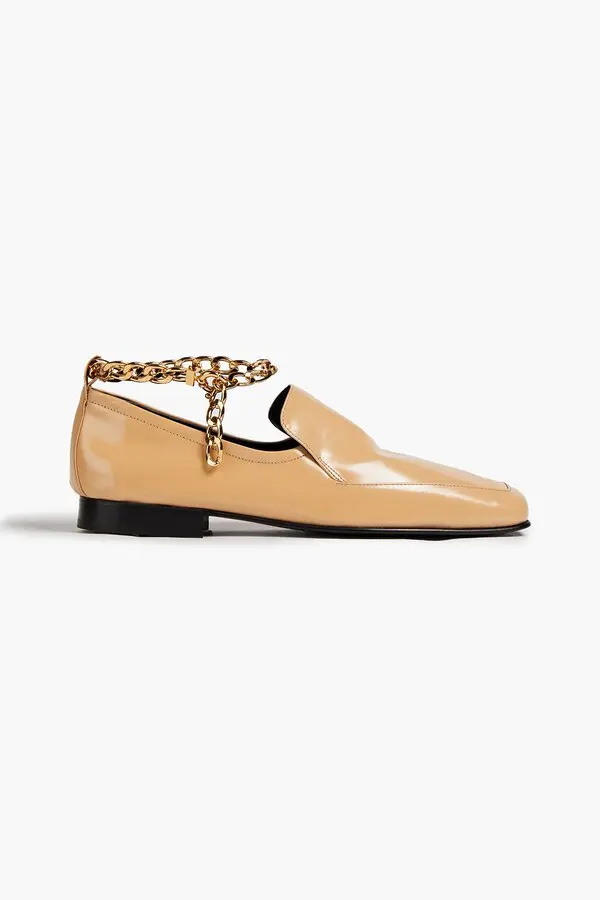 By Far Nick Chain-trimmed Glossed-leather Loafers