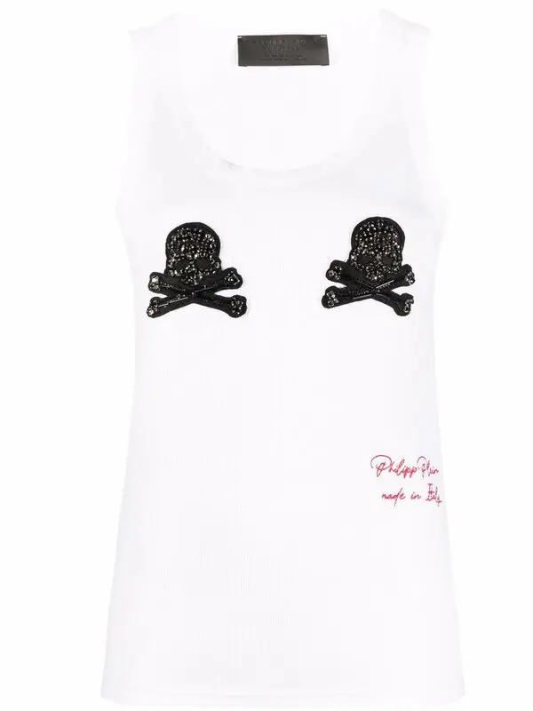 Philipp Plein Skull-appliqué Tank Top - White