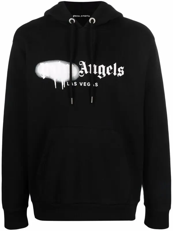 Palm Angels Las Vegas Sprayed-logo Hoodie - Black