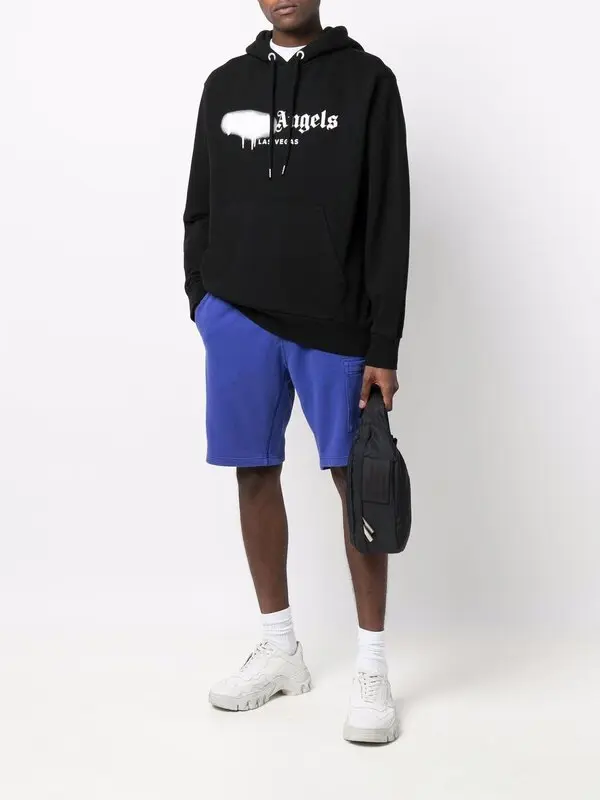 Palm Angels Las Vegas Sprayed-logo Hoodie - Black