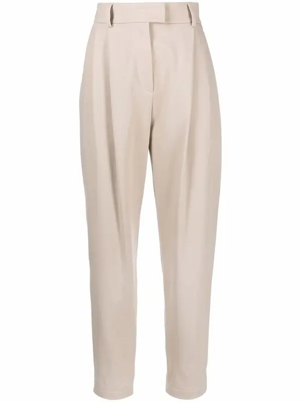 Brunello Cucinelli Pleat-detail Tapered Trousers - Neutrals