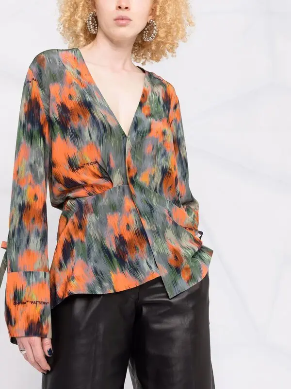 Off-White Graphic-print Silk Blouse