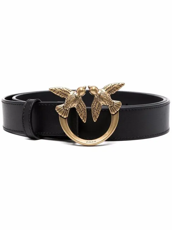 Pinko Logo-plaque Leather Belt - Black