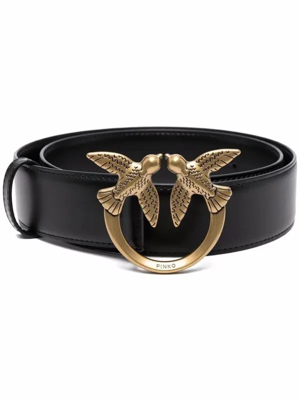 Pinko Logo-plaque Leather Belt - Black