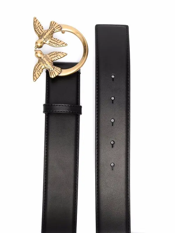 Pinko Logo-plaque Leather Belt - Black