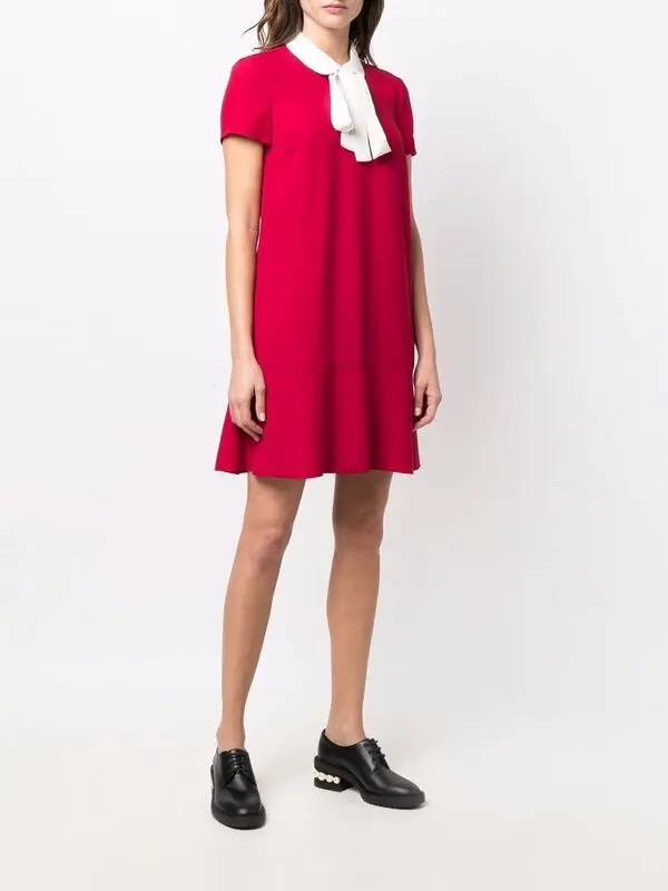 Red Valentino Valentino Pussybow-Collar Drop Waist Mini Dress In Red - 60%  Off | Editorialist