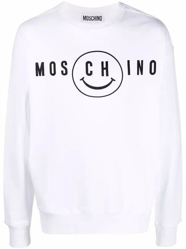 Moschino Smiley-print Organic Cotton Sweatshirt - White