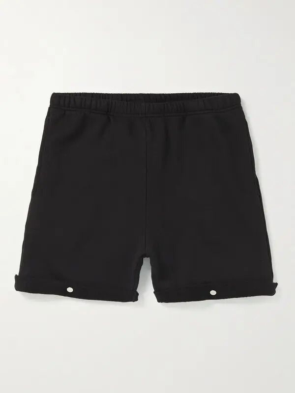 LES TIEN Heavyweight Cotton-jersey Fleece-backed Shorts - Black