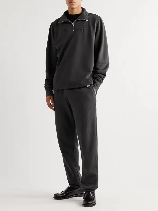 LES TIEN Half-zip Heavyweight Fleece Cotton-jersey Sweatshirt