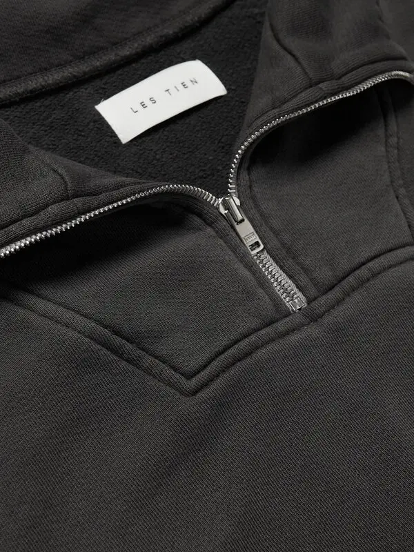 LES TIEN Half-zip Heavyweight Fleece Cotton-jersey Sweatshirt