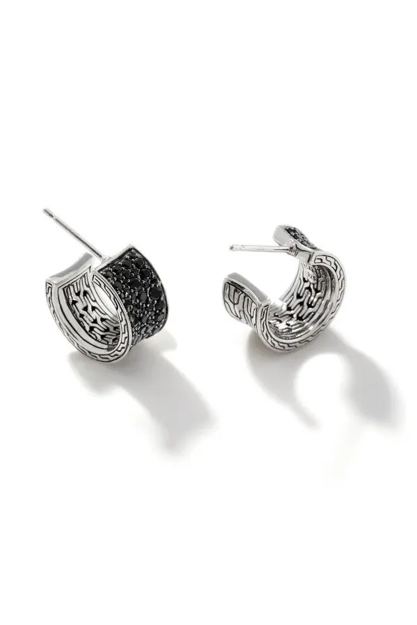 John Hardy Carved Chain J Hoop Earring