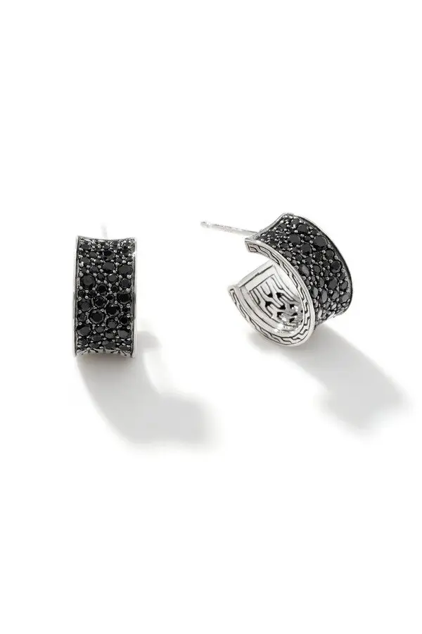 John Hardy Carved Chain J Hoop Earring