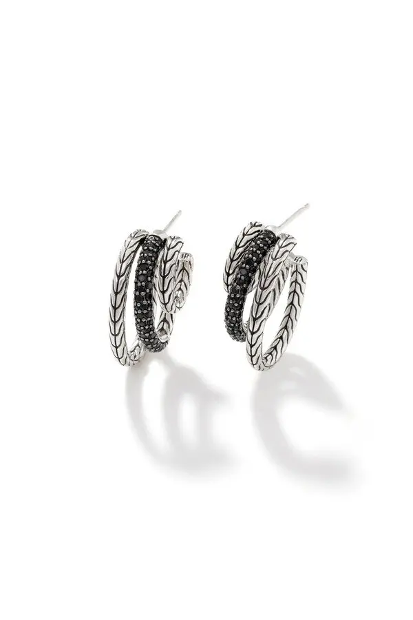 John Hardy Carved Chain Triple Hoop Earring