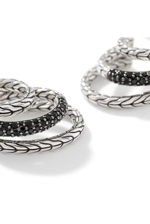 John Hardy Carved Chain Triple Hoop Earring