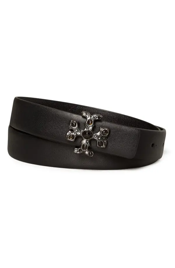 Tory Burch Kira Embellished Logo Belt