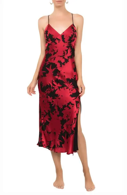 EVERYDAY RITUAL Joan Floral Strappy Nightgown - Red Black Floral