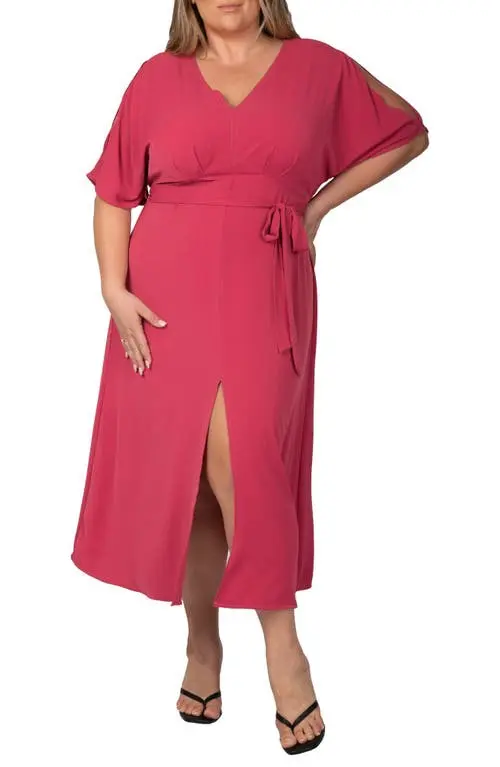 STANDARDS & PRACTICES V-neck Midi Dress - Rose