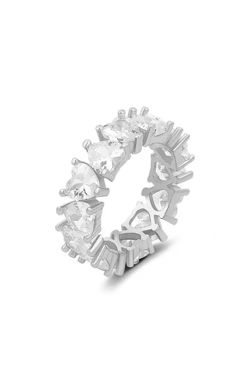 SHYMI Heart Cubic Zirconia Eternity Ring - Silver/white