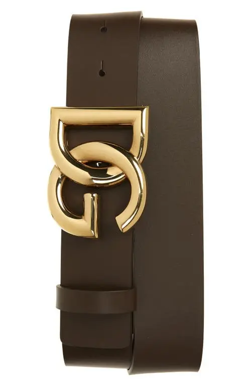 Dolce & Gabbana Dg Logo Buckle Leather Belt - Moro/gold
