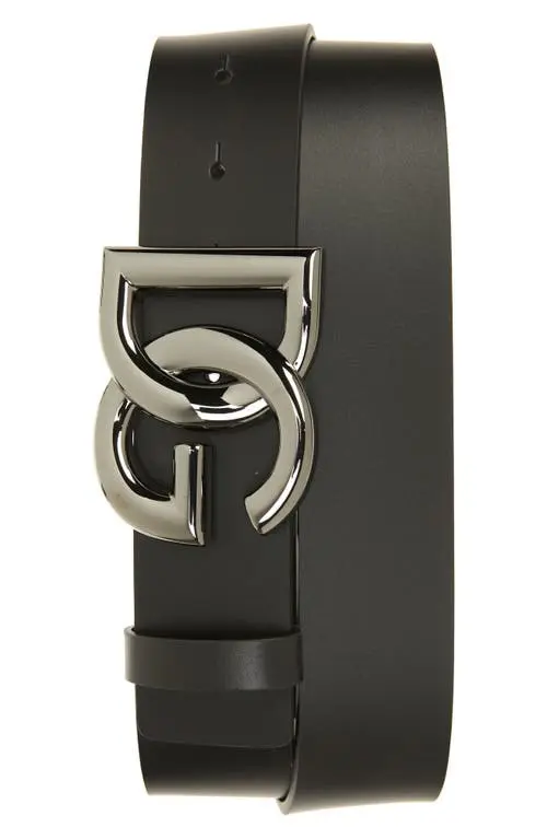 Dolce & Gabbana Dg Logo Buckle Leather Belt - Nero