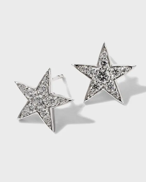 Roberto Coin 18k Diamond Star Stud Earrings - White Gold