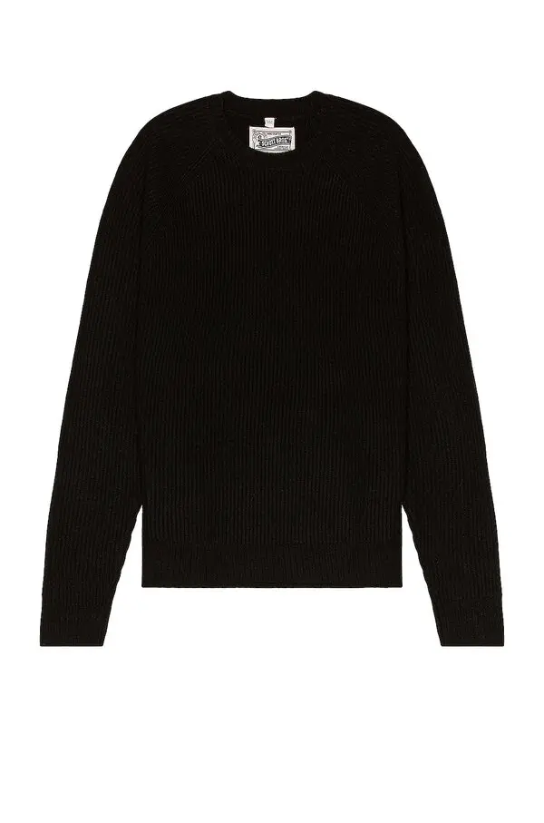 SCHOTT Ribbed Wool Crewneck Sweater - Black
