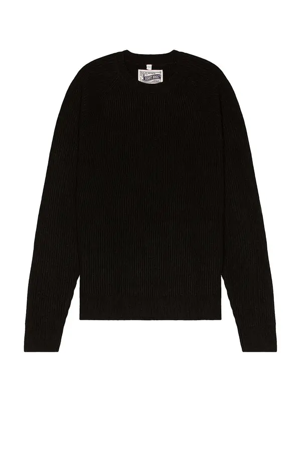 SCHOTT Ribbed Wool Crewneck Sweater - Black