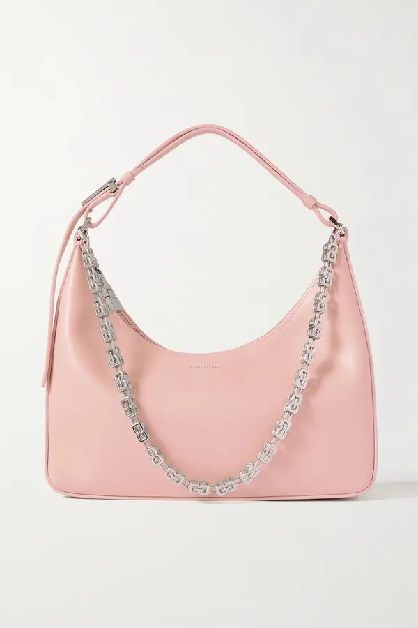 Givenchy Moon Cut Small Chain-embellished Leather Shoulder Bag - Pink