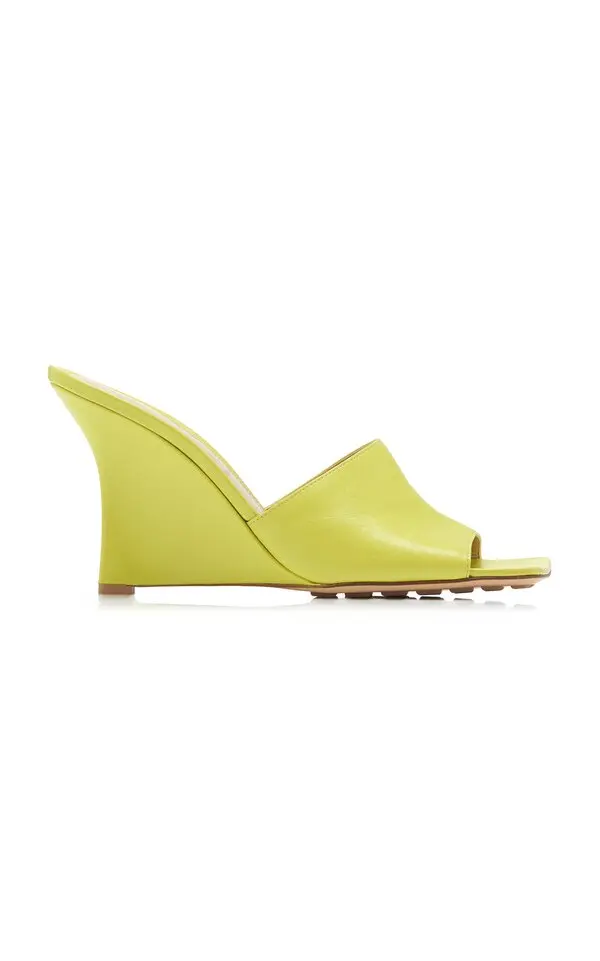 Bottega Veneta Stretch Wedge Lounge Mules - Lime Green