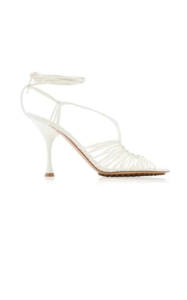 Bottega Veneta Dot Lace-up Leather Sandals - White