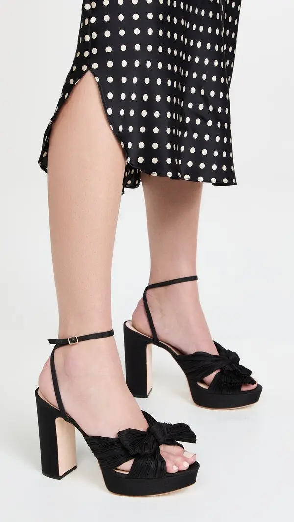 LOEFFLER RANDALL Pleated Platform Sandals - Black