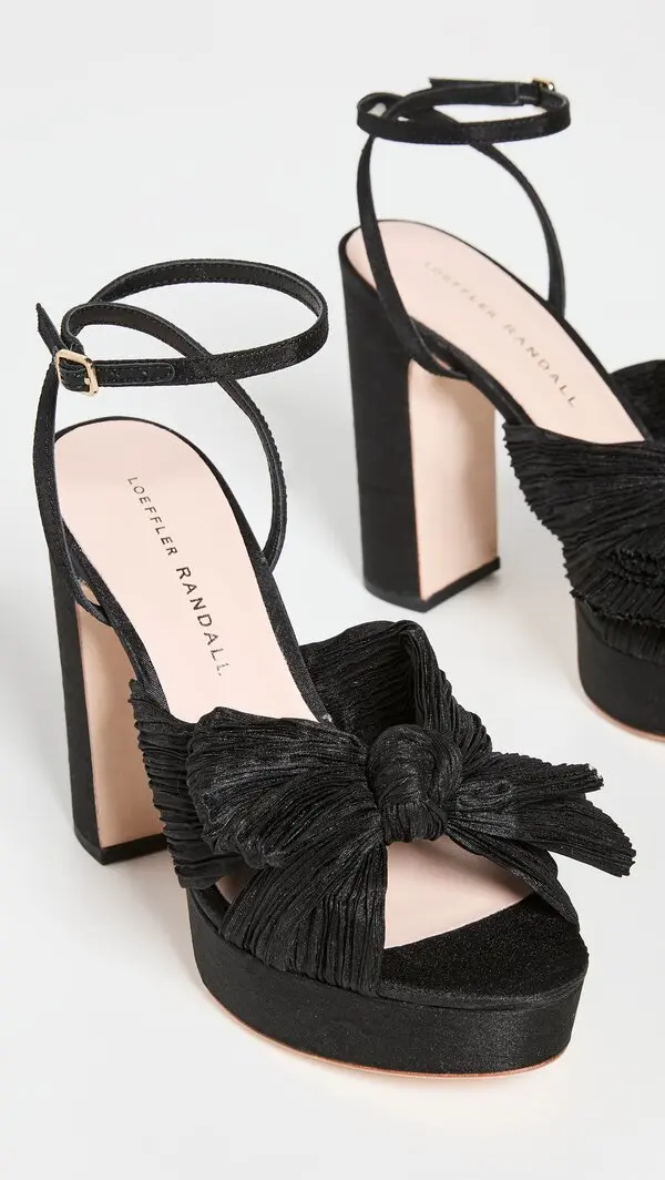 LOEFFLER RANDALL Pleated Platform Sandals - Black